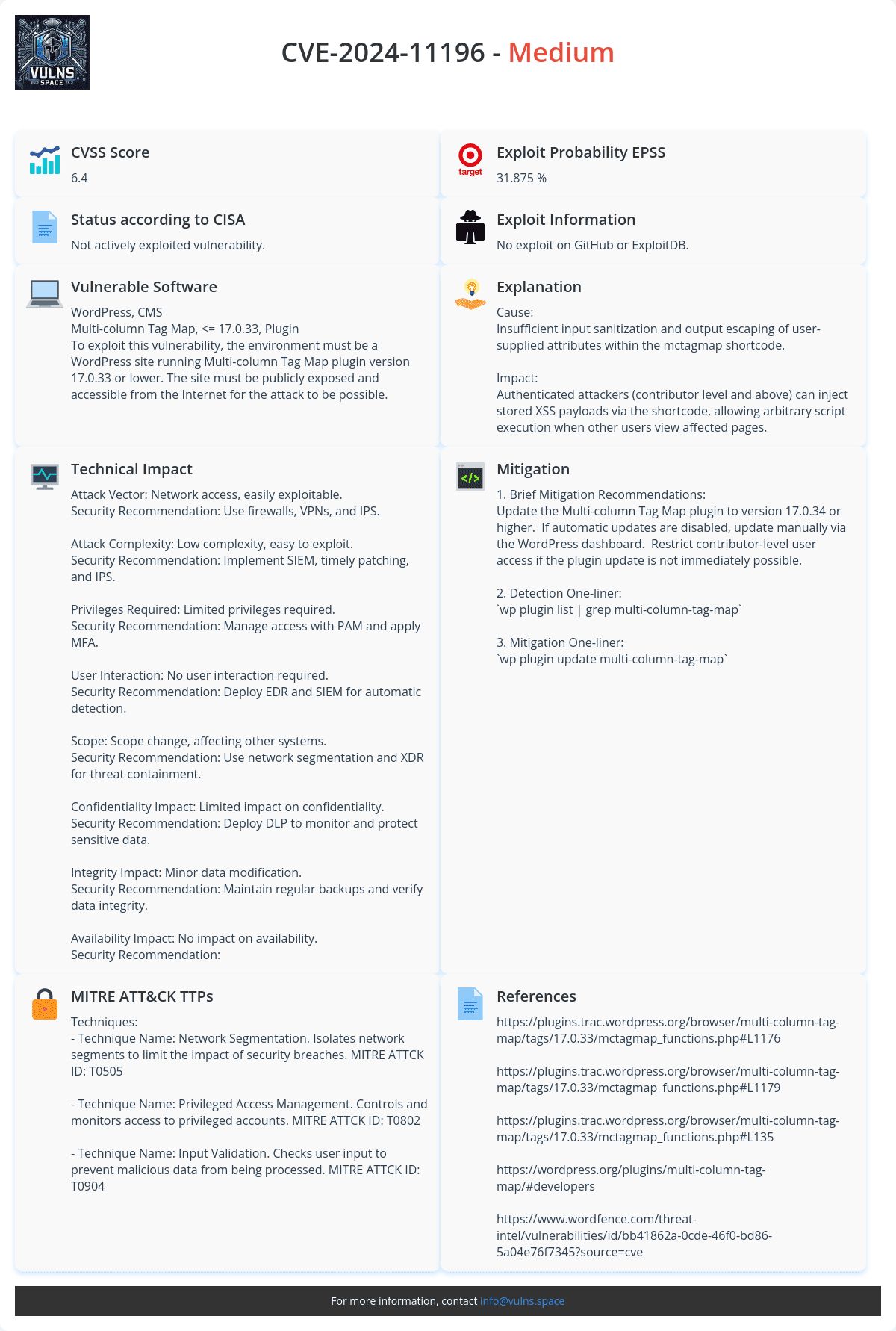vulns.space on LinkedIn: #cve #cybersecurity #infosec #vulnerability # ... vulns.space on LinkedIn: #cve #cybersecurity #infosec #vulnerability # ...