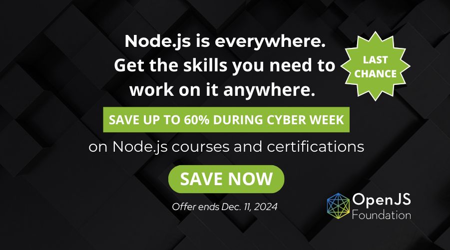 OpenJS Foundation on LinkedIn: #nodejs #cyberweek #javascript OpenJS Foundation on LinkedIn: #nodejs #cyberweek #javascript