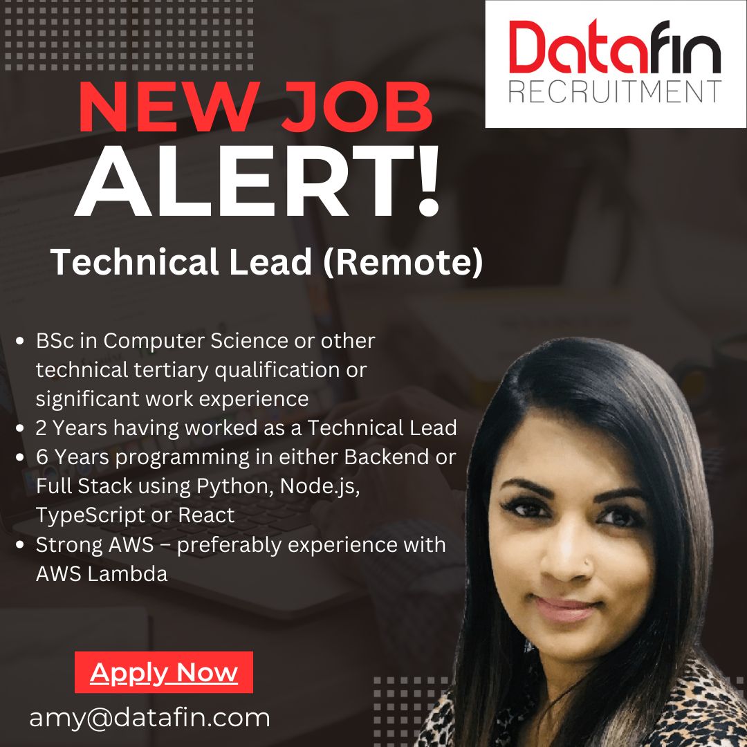 Datafin Recruitment on LinkedIn: #technicallead #python #nodejs # ... Datafin Recruitment on LinkedIn: #technicallead #python #nodejs # ...