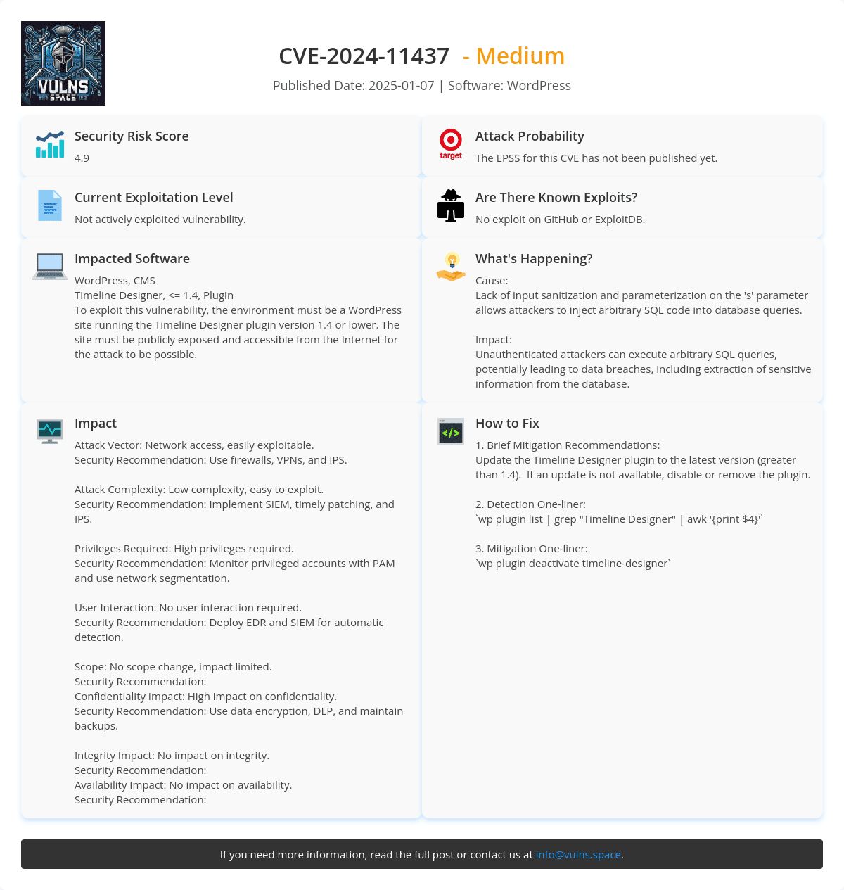 vulns.space on LinkedIn: #cve #cybersecurity #infosec #vulnerability # ... vulns.space on LinkedIn: #cve #cybersecurity #infosec #vulnerability # ...