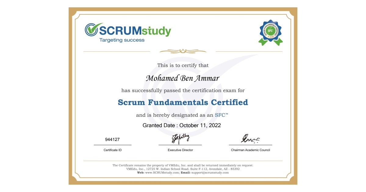 Scrum Fundamentals Certified (SFC™) Scrum Fundamentals Certified (SFC™)
