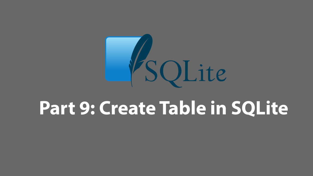 Part 9: CREATE Table in SQLite Part 9: CREATE Table in SQLite