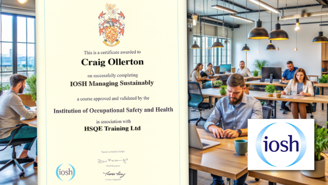 Professional Development update. Completion of IOSH Managing Sustainably. Professional Development update. Completion of IOSH Managing Sustainably.