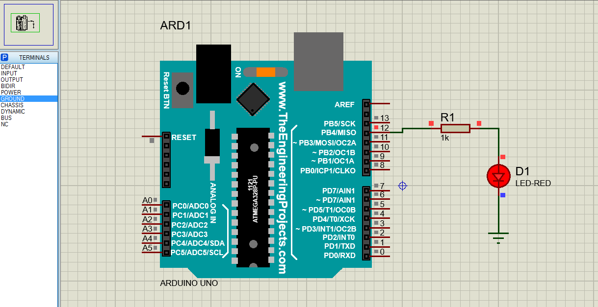 Comment simuler l'allumage d'une led sur proteus avec arduino Comment simuler l'allumage d'une led sur proteus avec arduino