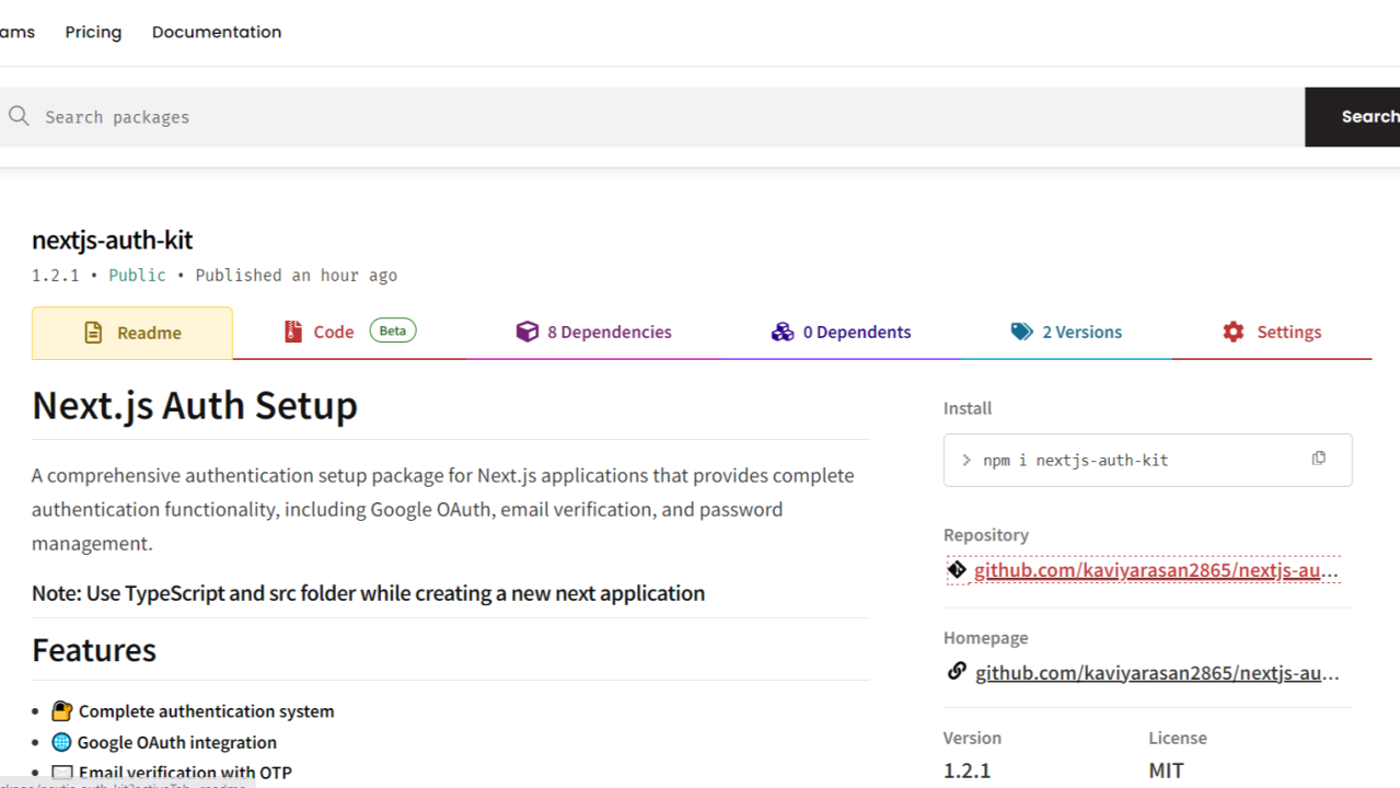 Nextjs Authentication Package Nextjs Authentication Package