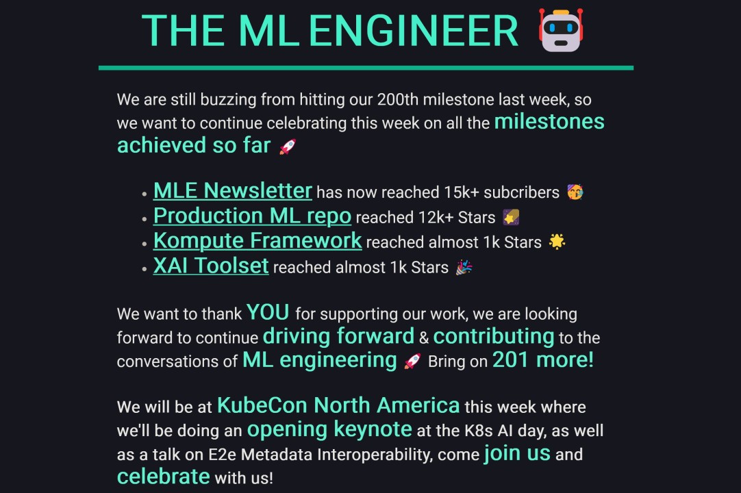 Issue #201 - THE ML ENGINEER 🤖 Issue #201 - THE ML ENGINEER 🤖