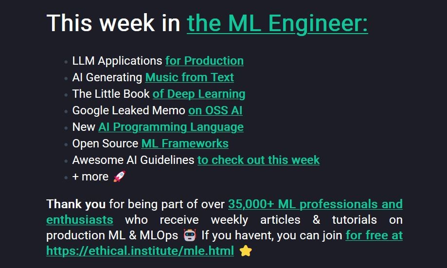 Issue #229 - THE ML ENGINEER 🤖 Issue #229 - THE ML ENGINEER 🤖