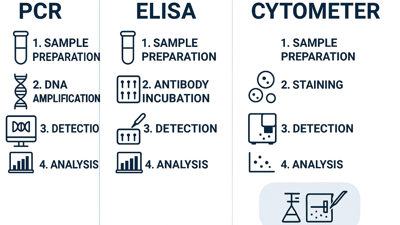🧬🔬 Mastering the Power Trio: PCR, ELISA, and Flow Cytometry 🧬🔬 Mastering the Power Trio: PCR, ELISA, and Flow Cytometry