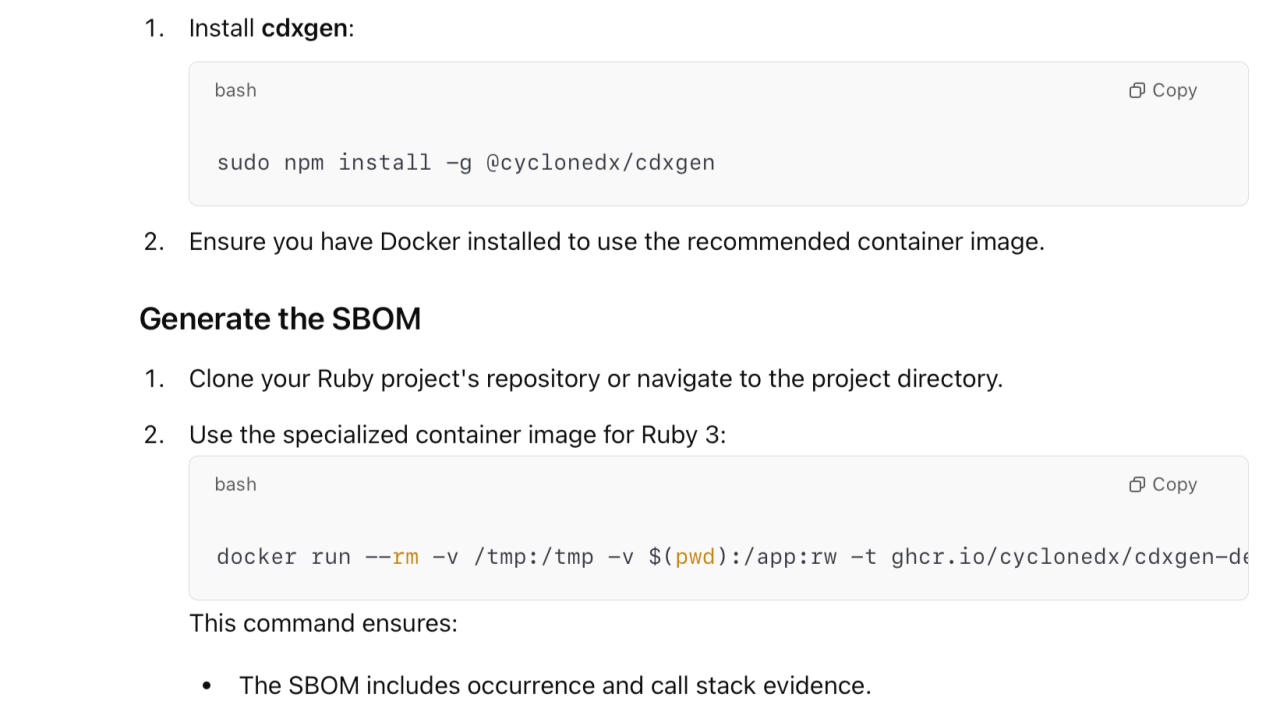 cdxgen ️ Ruby | OWASP CycloneDX SBOM/xBOM Standard cdxgen ️ Ruby | OWASP CycloneDX SBOM/xBOM Standard
