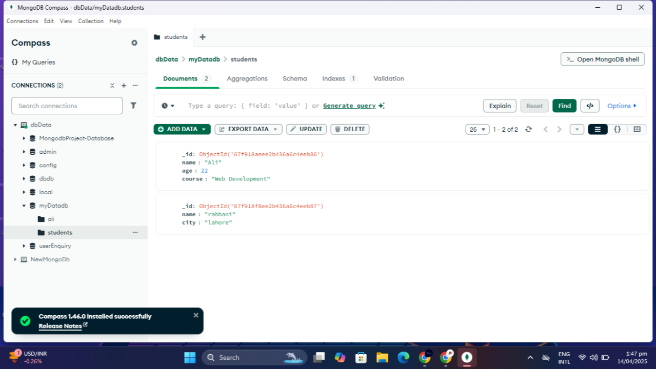 Mastering CRUD Operations in MongoDB Compass: Insert, Update, Delete Mastering CRUD Operations in MongoDB Compass: Insert, Update, Delete
