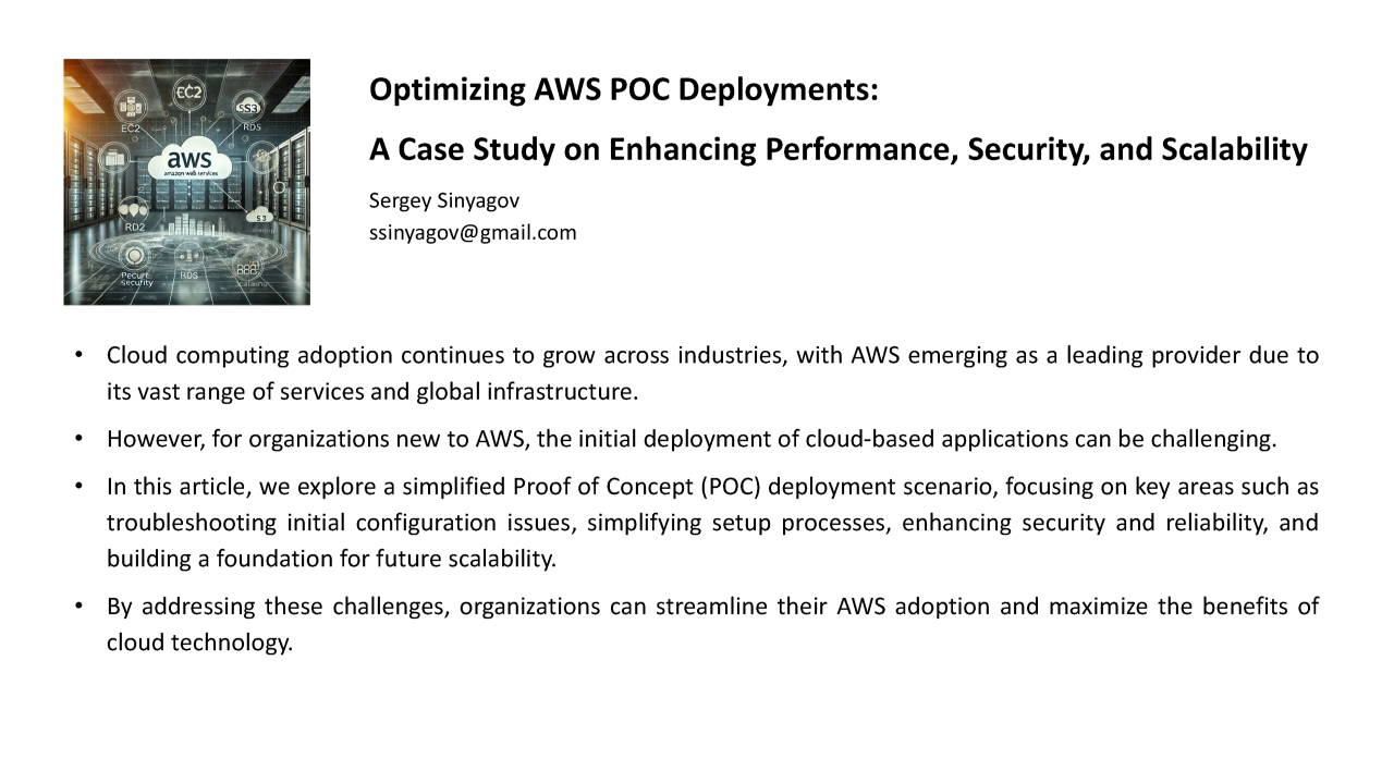 Optimizing AWS POC Deployments: A Case Study on Enhancing Performance ... Optimizing AWS POC Deployments: A Case Study on Enhancing Performance ...
