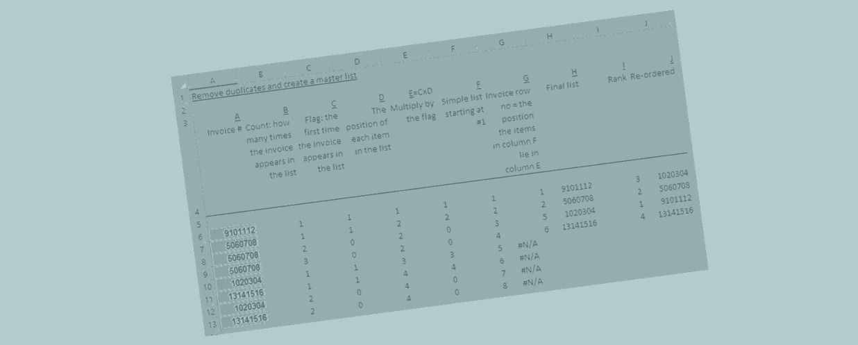 Eliminating duplicates and creating a master list Eliminating duplicates and creating a master list