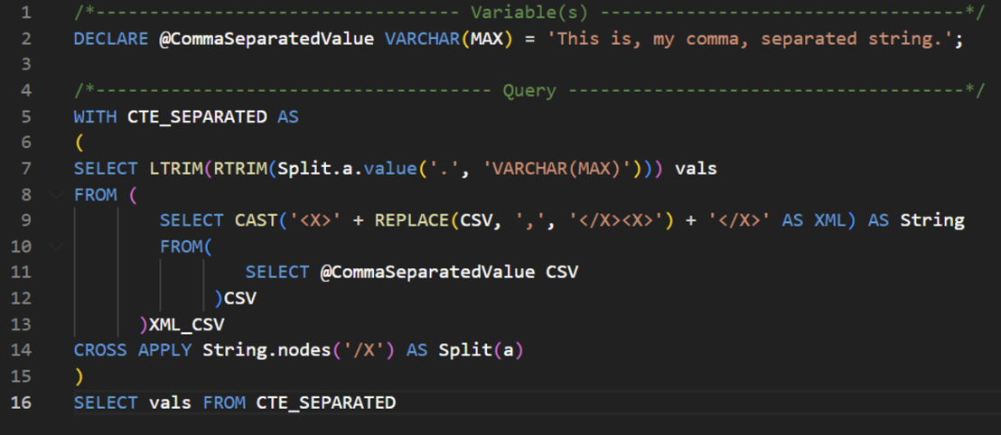 SQL Server: Splitting Comma Separated Strings with XML and .nodes() SQL Server: Splitting Comma Separated Strings with XML and .nodes()