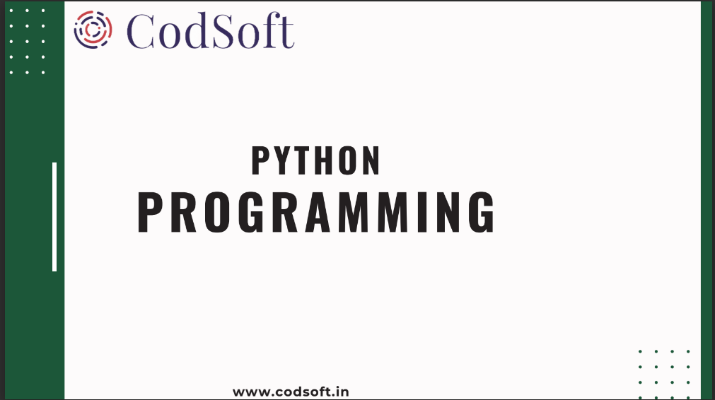 Python Programming Internship Experience with @CodSoft 🚀 Python Programming Internship Experience with @CodSoft 🚀