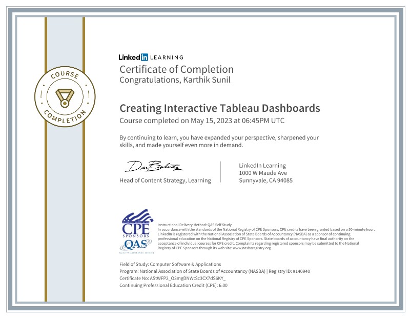Karthik Sunil on LinkedIn: Certificate of Completion Karthik Sunil on LinkedIn: Certificate of Completion
