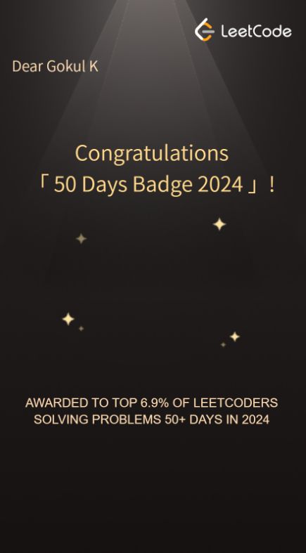 Gokul K on LinkedIn: #leetcode #codingjourney #continuouslearning # ... Gokul K on LinkedIn: #leetcode #codingjourney #continuouslearning # ...