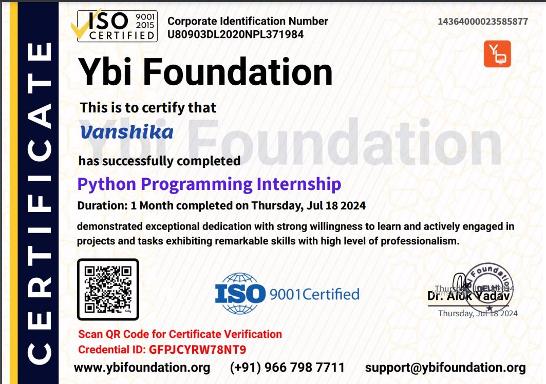 Vanshika Sharma on LinkedIn: #pythonprogramming #ybifoundation # ... Vanshika Sharma on LinkedIn: #pythonprogramming #ybifoundation # ...