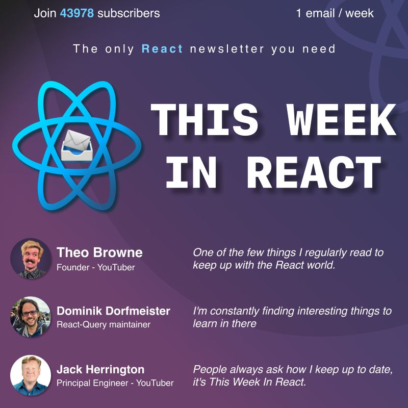 This Week In React 227: Next.js, tRPC, React Query, React Router ... This Week In React 227: Next.js, tRPC, React Query, React Router ...