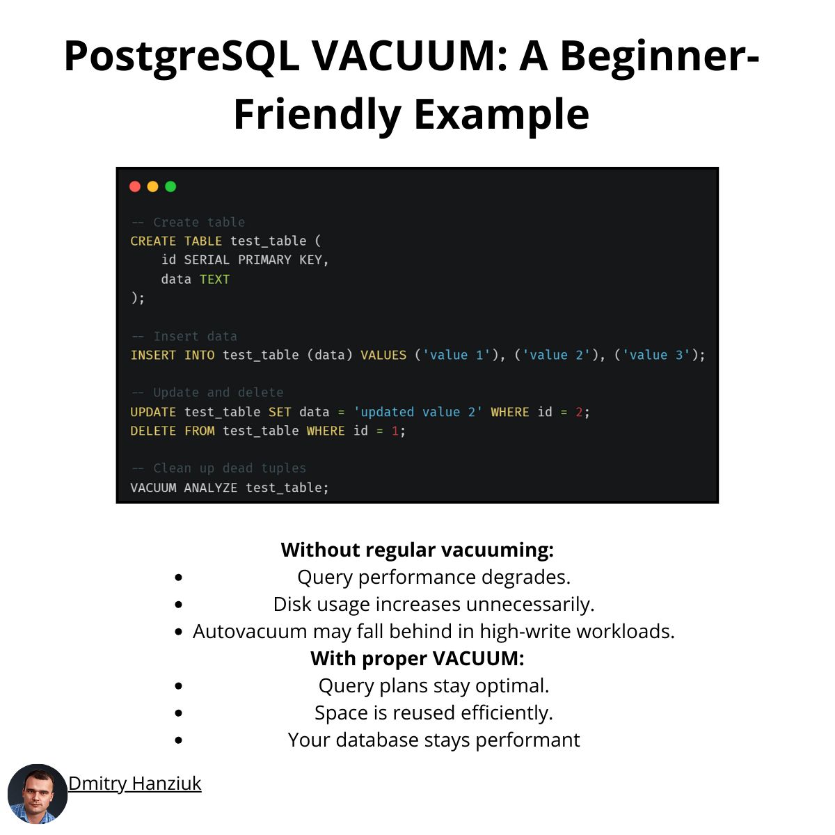 #postgresql #databaseperformance #sqltips #vacuum #mvcc… | Dmitry Hanziuk #postgresql #databaseperformance #sqltips #vacuum #mvcc… | Dmitry Hanziuk