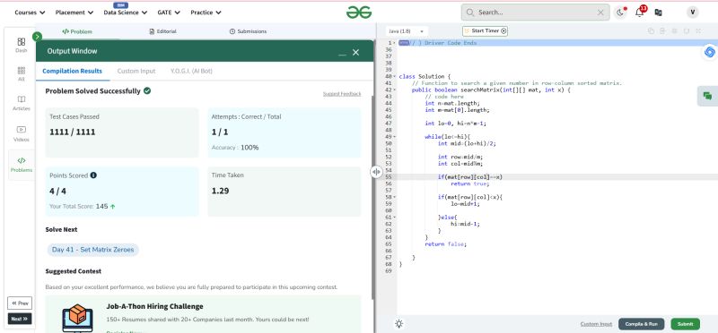 #gfg160 #dsa #java #matrixsearch #binarysearch #gfg160 #geekstreak2025 ... #gfg160 #dsa #java #matrixsearch #binarysearch #gfg160 #geekstreak2025 ...