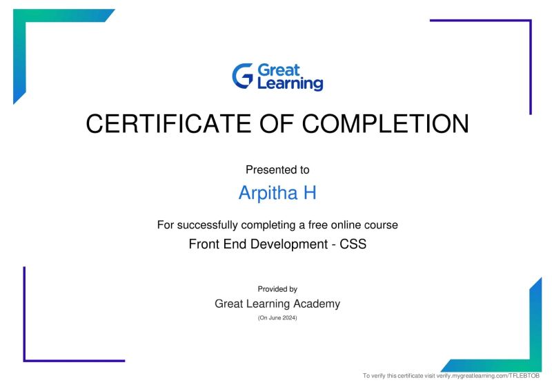 Arpitha H on LinkedIn: #css #webdevelopment #greatlearning Arpitha H on LinkedIn: #css #webdevelopment #greatlearning