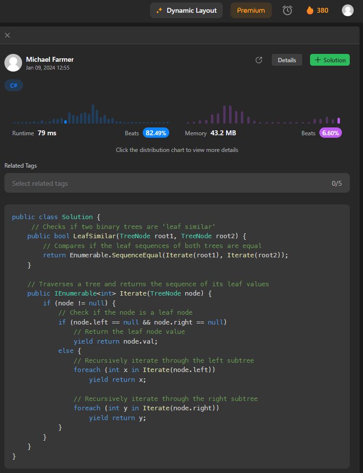 Day 380 of LeetCode: Leaf-Similar Trees (Easy) | Michael Farmer posted ... Day 380 of LeetCode: Leaf-Similar Trees (Easy) | Michael Farmer posted ...