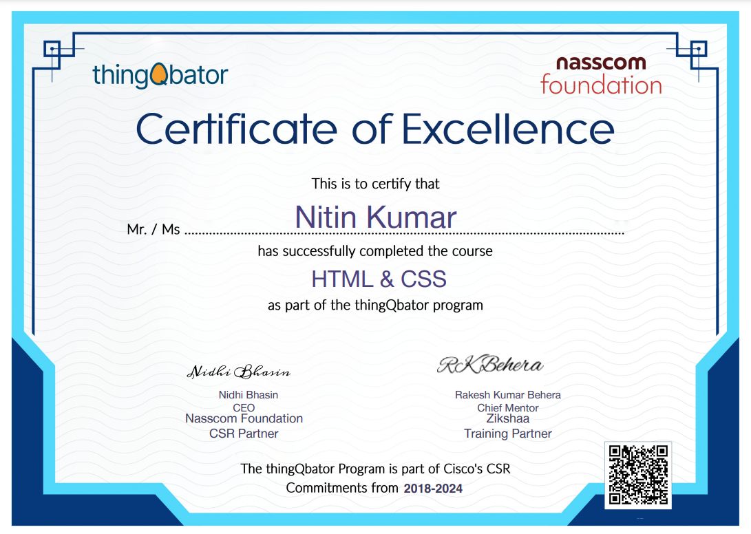 Nitin Kumar on LinkedIn: #html #css #certification #ciscothingqbator # ... Nitin Kumar on LinkedIn: #html #css #certification #ciscothingqbator # ...