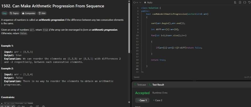 Day 72 of the DSA Challenge: How to Make Arithmetic Progression ... Day 72 of the DSA Challenge: How to Make Arithmetic Progression ...