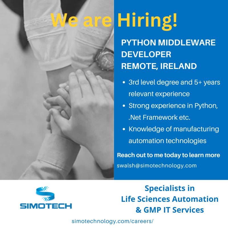 Sarah Walsh on LinkedIn: SimoTech have a rare opportunity for a Python ... Sarah Walsh on LinkedIn: SimoTech have a rare opportunity for a Python ...