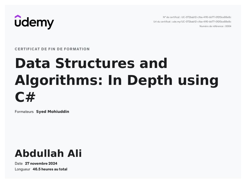 Abdullah Ali on LinkedIn: Completed Data Structures and Algorithms (DSA ... Abdullah Ali on LinkedIn: Completed Data Structures and Algorithms (DSA ...