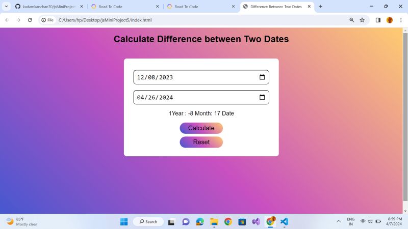 Kanchan Kadam on LinkedIn: #html #css #javascript #datecalculator Kanchan Kadam on LinkedIn: #html #css #javascript #datecalculator
