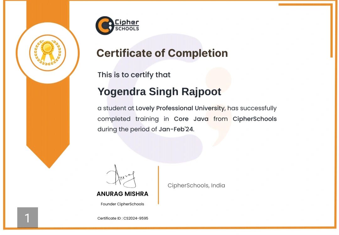Earned Core Java certification! | Yogendra Singh Rajpoot posted on the ... Earned Core Java certification! | Yogendra Singh Rajpoot posted on the ...