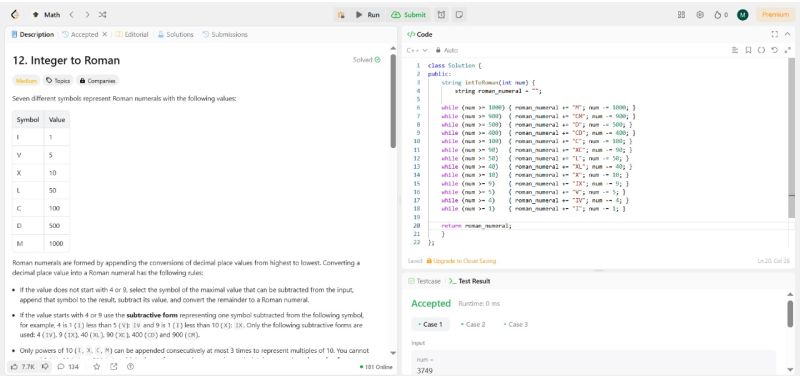 #leetcode #100daysofcode #cplusplus #problemsolving #romannumerals ... #leetcode #100daysofcode #cplusplus #problemsolving #romannumerals ...