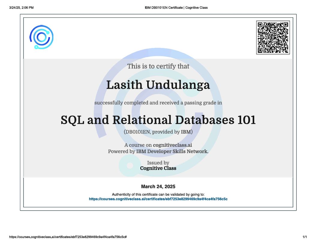 #sql #relationaldatabases #ibm #cognitiveclass #techskills… | Lasith ... #sql #relationaldatabases #ibm #cognitiveclass #techskills… | Lasith ...