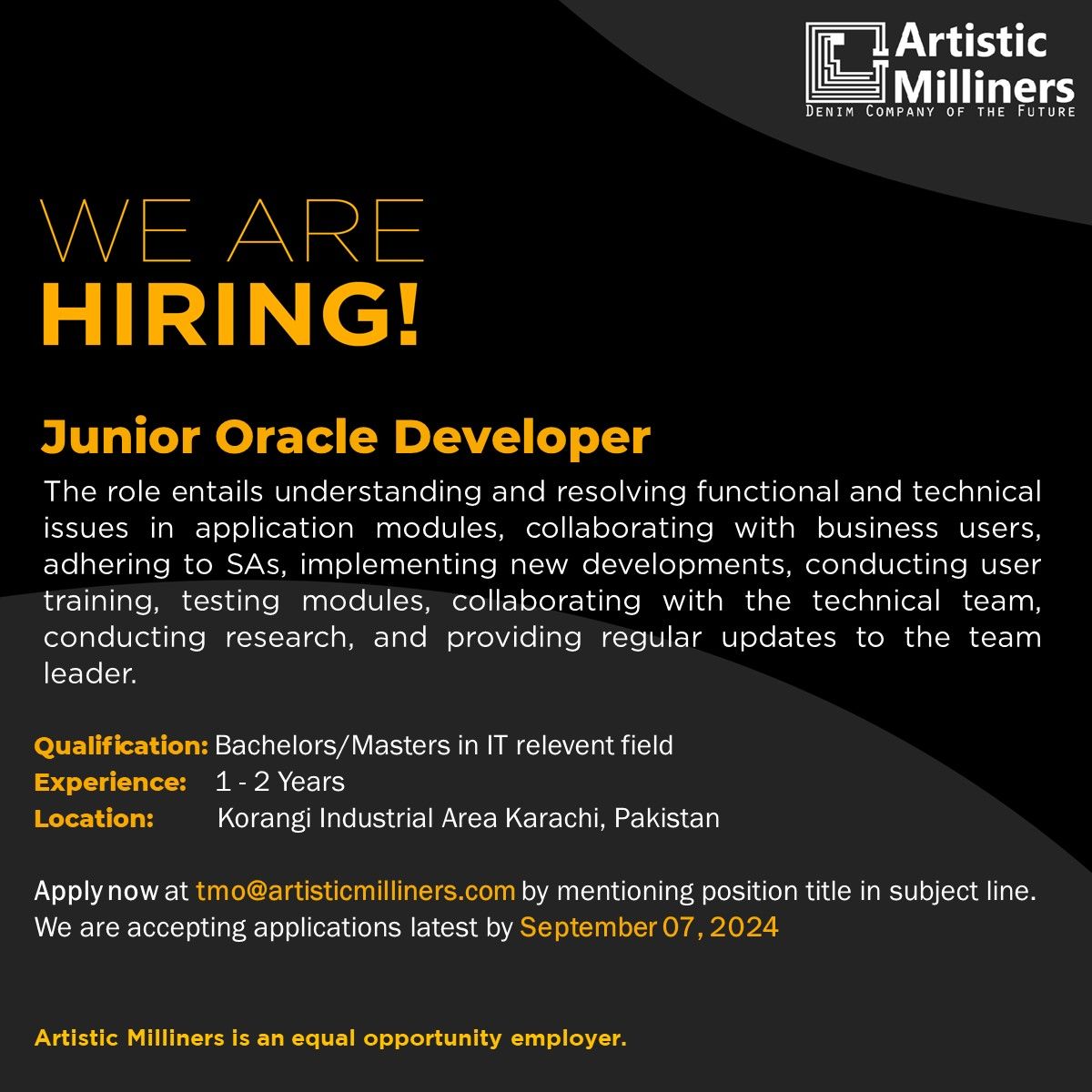 Artistic Milliners Careers on LinkedIn: We are hiring on Junior Oracle ... Artistic Milliners Careers on LinkedIn: We are hiring on Junior Oracle ...