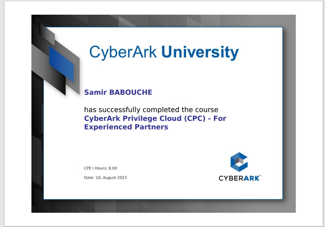 Samir BABOUCHE on LinkedIn: CyberArk Privilege Cloud (CPC) : Proof of ... Samir BABOUCHE on LinkedIn: CyberArk Privilege Cloud (CPC) : Proof of ...