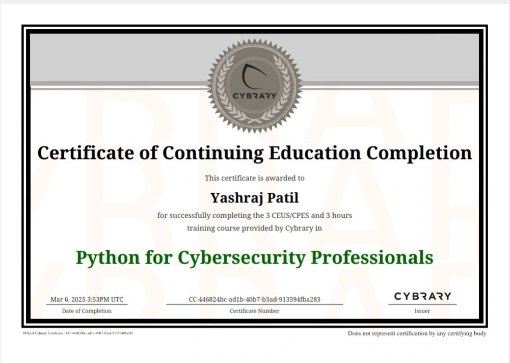 #cybersecurity #python #ctf #learning | Yashraj Patil #cybersecurity #python #ctf #learning | Yashraj Patil