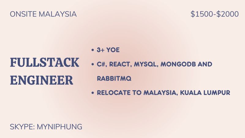 Thuc Anh (Anna) on LinkedIn: #onsite #malaysia #fullstack_engineer Thuc Anh (Anna) on LinkedIn: #onsite #malaysia #fullstack_engineer