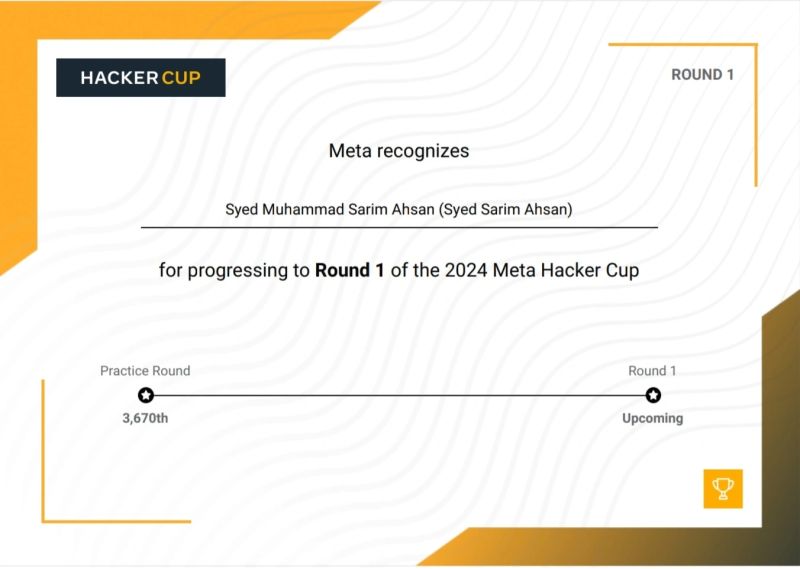 Syed Sarim Ahsan on LinkedIn: #metahackercup #learningjourney # ... Syed Sarim Ahsan on LinkedIn: #metahackercup #learningjourney # ...