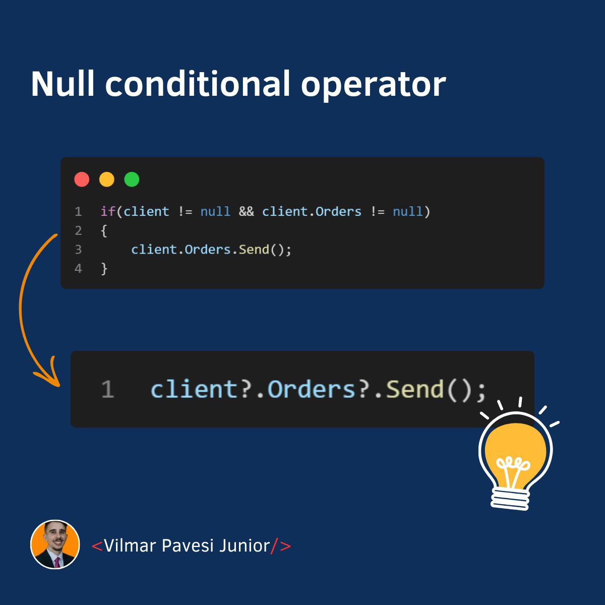 Vilmar Pavesi Junior on LinkedIn: 🔥 C# Tip Replace null reference ... Vilmar Pavesi Junior on LinkedIn: 🔥 C# Tip Replace null reference ...