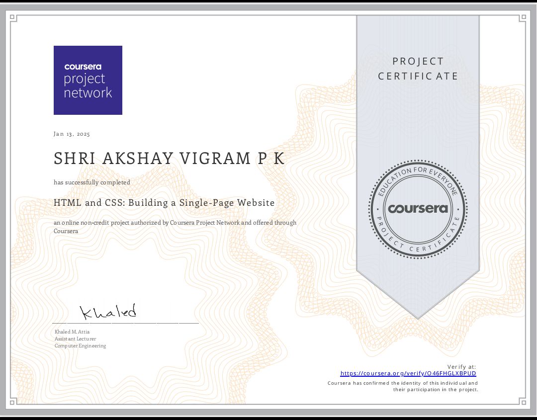 Shri Akshay Vigram P K on LinkedIn: #webdevelopment #html #css #coursera Shri Akshay Vigram P K on LinkedIn: #webdevelopment #html #css #coursera