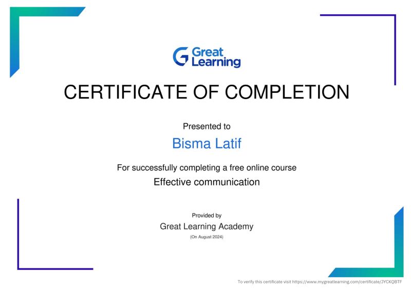 Completed Effective Communication course | Bisma Latif posted on the ... Completed Effective Communication course | Bisma Latif posted on the ...