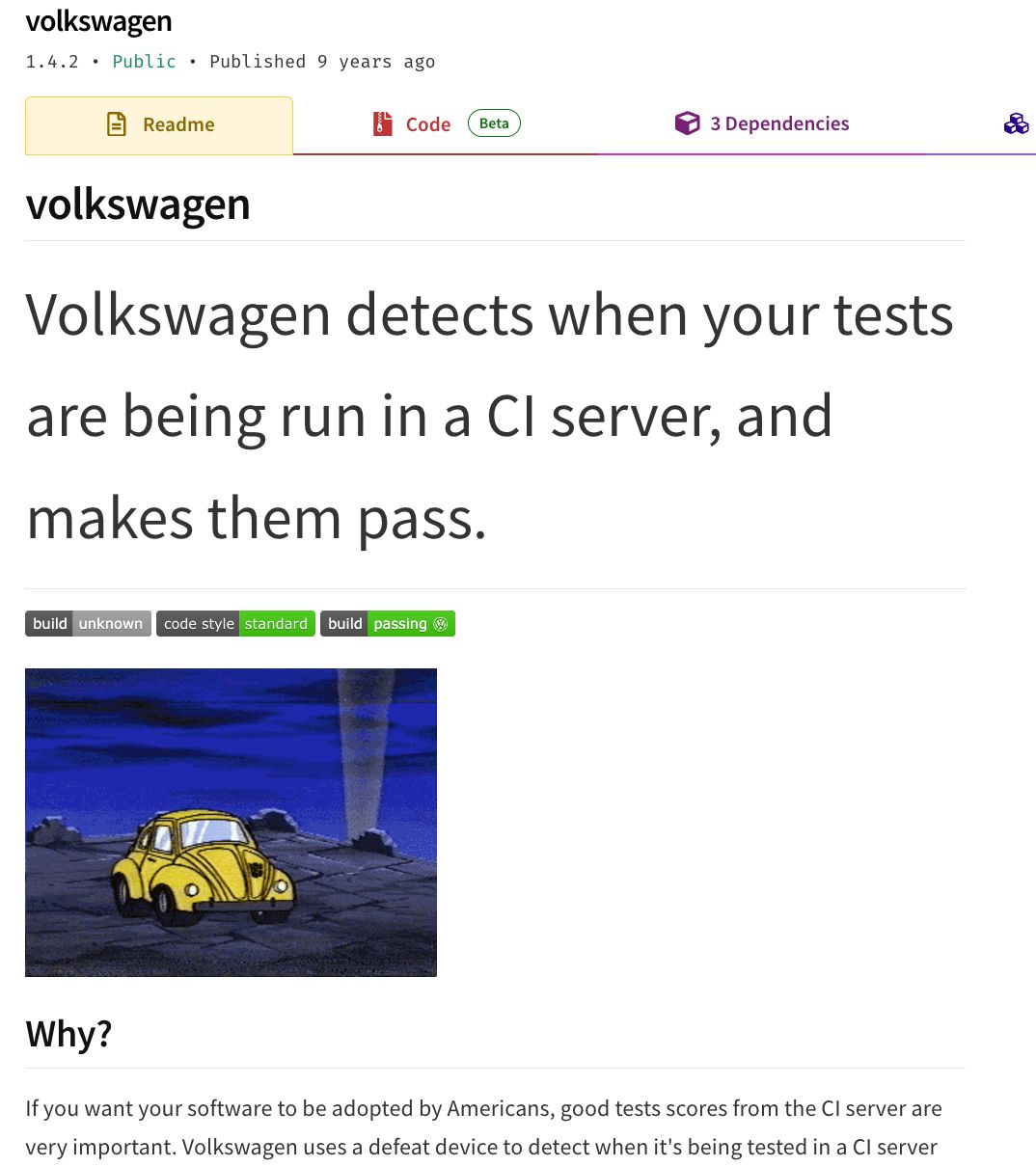 Daniil Rabizo on LinkedIn: When NPM meets... dieselgate? 🚙💨 Volkswagen ... Daniil Rabizo on LinkedIn: When NPM meets... dieselgate? 🚙💨 Volkswagen ...