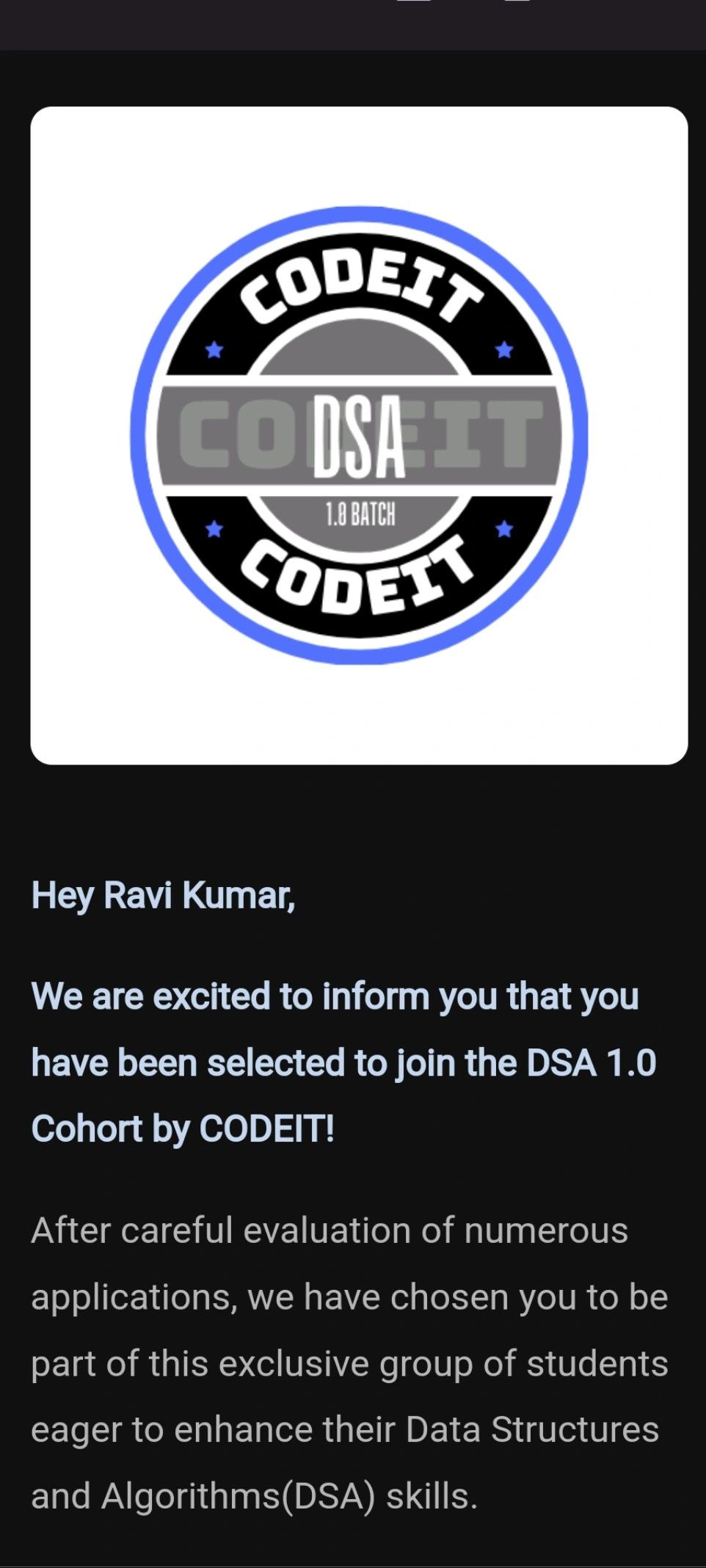 Ravi Kumar on LinkedIn: #grateful #learningjourney #dsa #codeit # ... Ravi Kumar on LinkedIn: #grateful #learningjourney #dsa #codeit # ...
