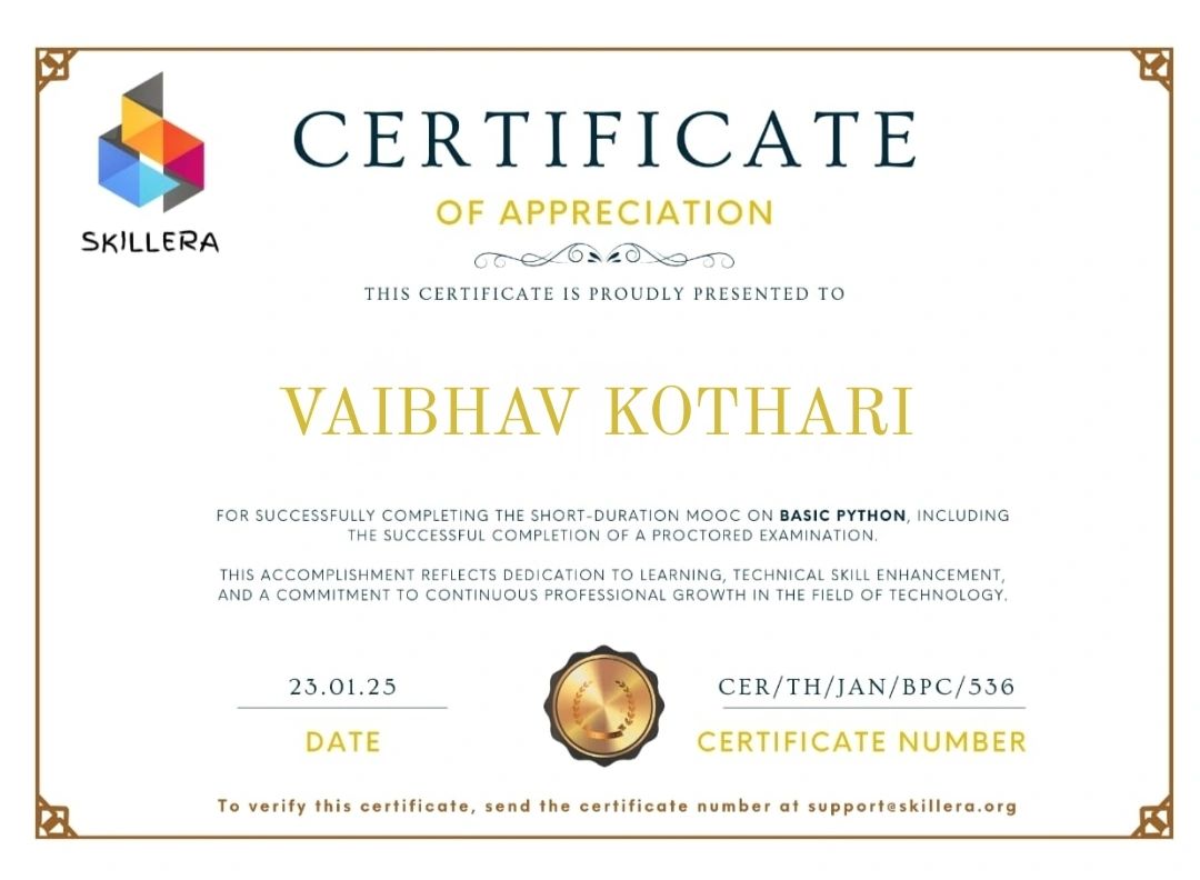 Vaibhav Kothari on LinkedIn: #python #certification #learning # ... Vaibhav Kothari on LinkedIn: #python #certification #learning # ...