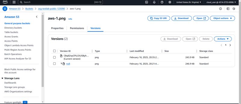 Created Amazon S3 Buckets, Managing Objects, and Enabling Versioning ... Created Amazon S3 Buckets, Managing Objects, and Enabling Versioning ...