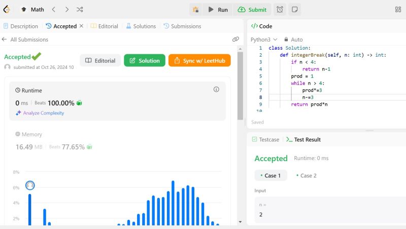 abida Shoukat on LinkedIn: #codingjourney #integerbreak #leetcode # ... abida Shoukat on LinkedIn: #codingjourney #integerbreak #leetcode # ...