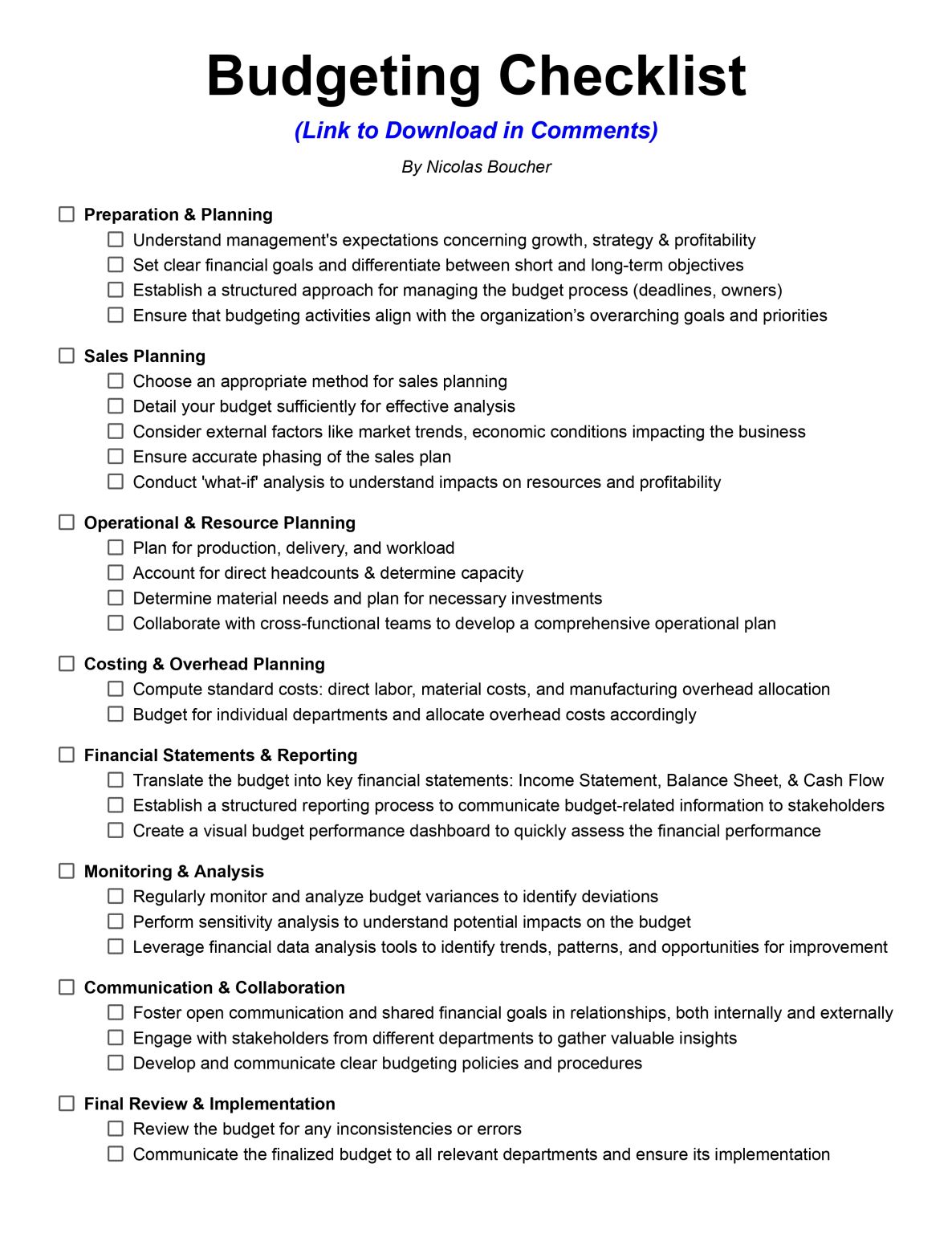 Nicolas Boucher on LinkedIn: Budgeting Checklist You are working on the ... Nicolas Boucher on LinkedIn: Budgeting Checklist You are working on the ...