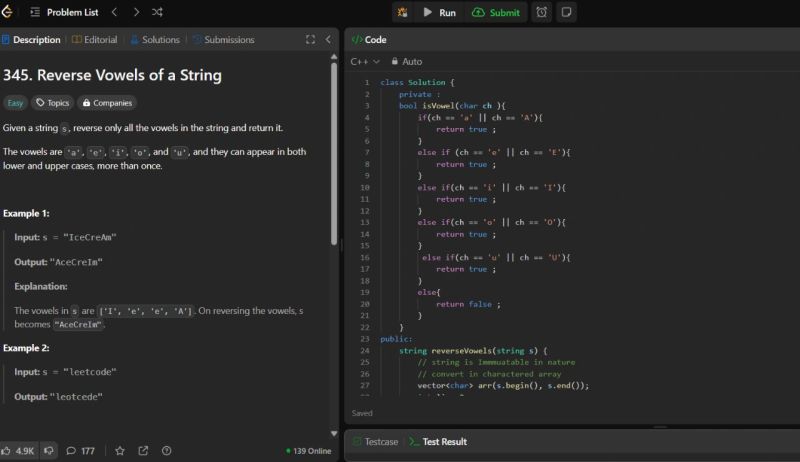 Day 3 : Leetcode 80 Days Challenge Problem : Reverse Vowels of a String ... Day 3 : Leetcode 80 Days Challenge Problem : Reverse Vowels of a String ...