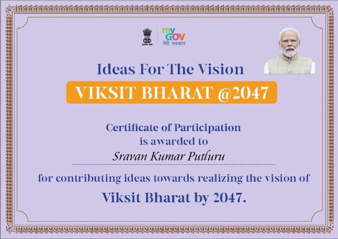 sravan kumar putluru on LinkedIn: #mygovindia sravan kumar putluru on LinkedIn: #mygovindia